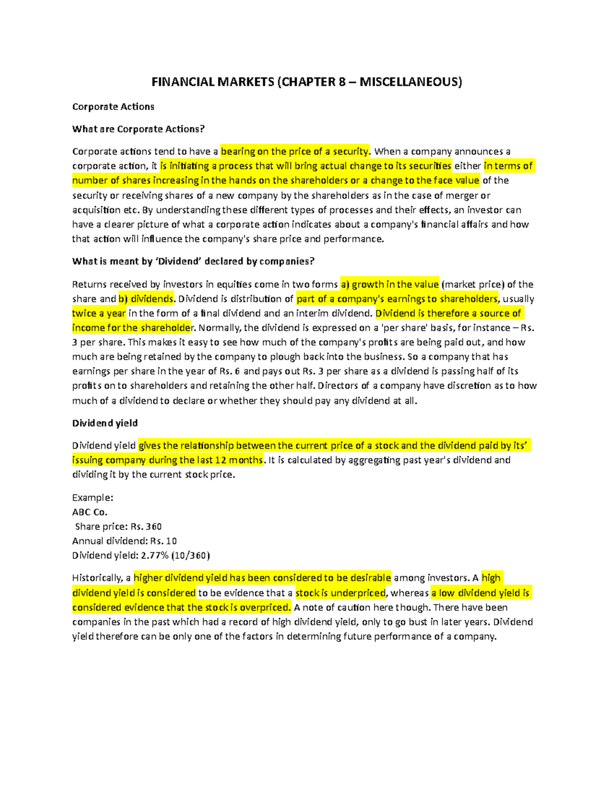 Financial Markets ( Chapter 8 - Miscellaneous) - FINANCIAL MARKETS ...