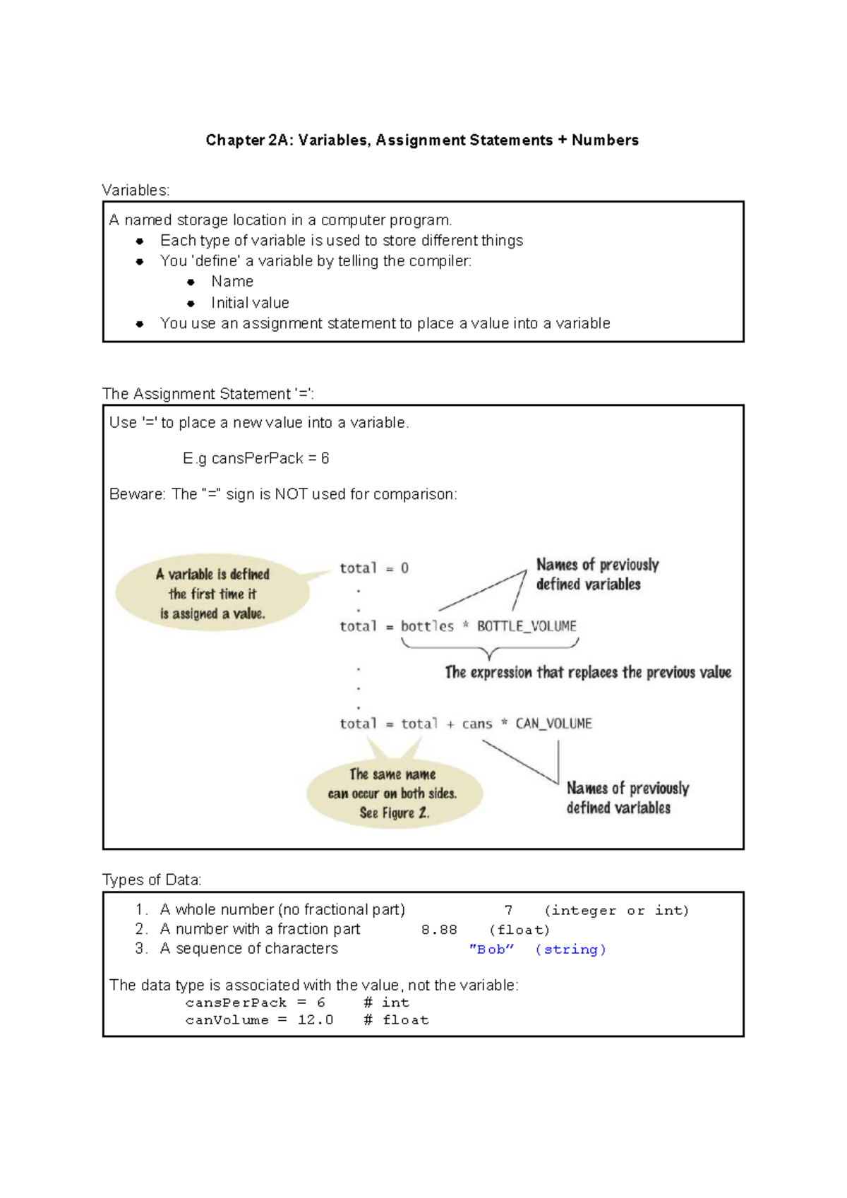 Week 2 Programming with Numbers and Strings - Google Docs - Chapter 2A ...