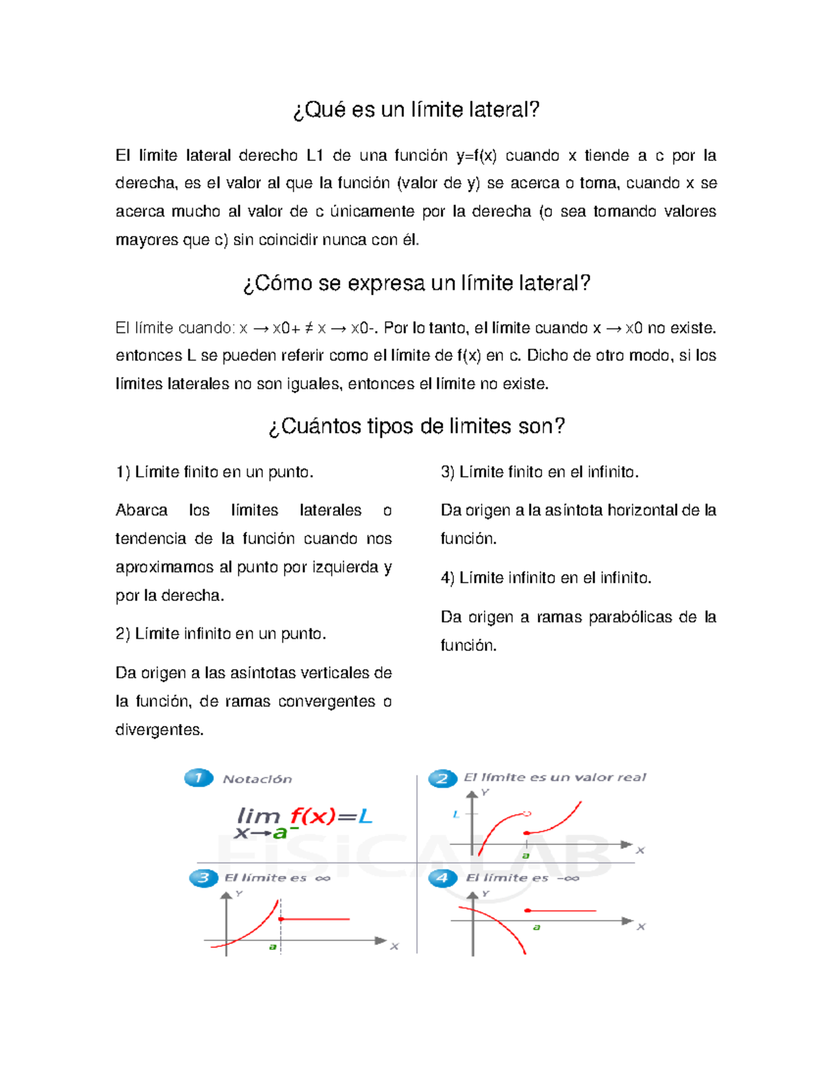 Matematicas - good - ¿Qué es un límite lateral? El límite lateral ...