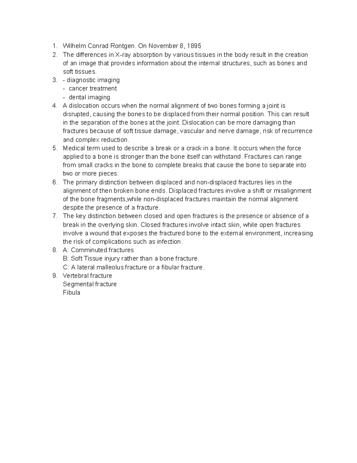 Anatomy Identifying X-Rays - Wilhelm Conrad Rontgen. On November 8 ...