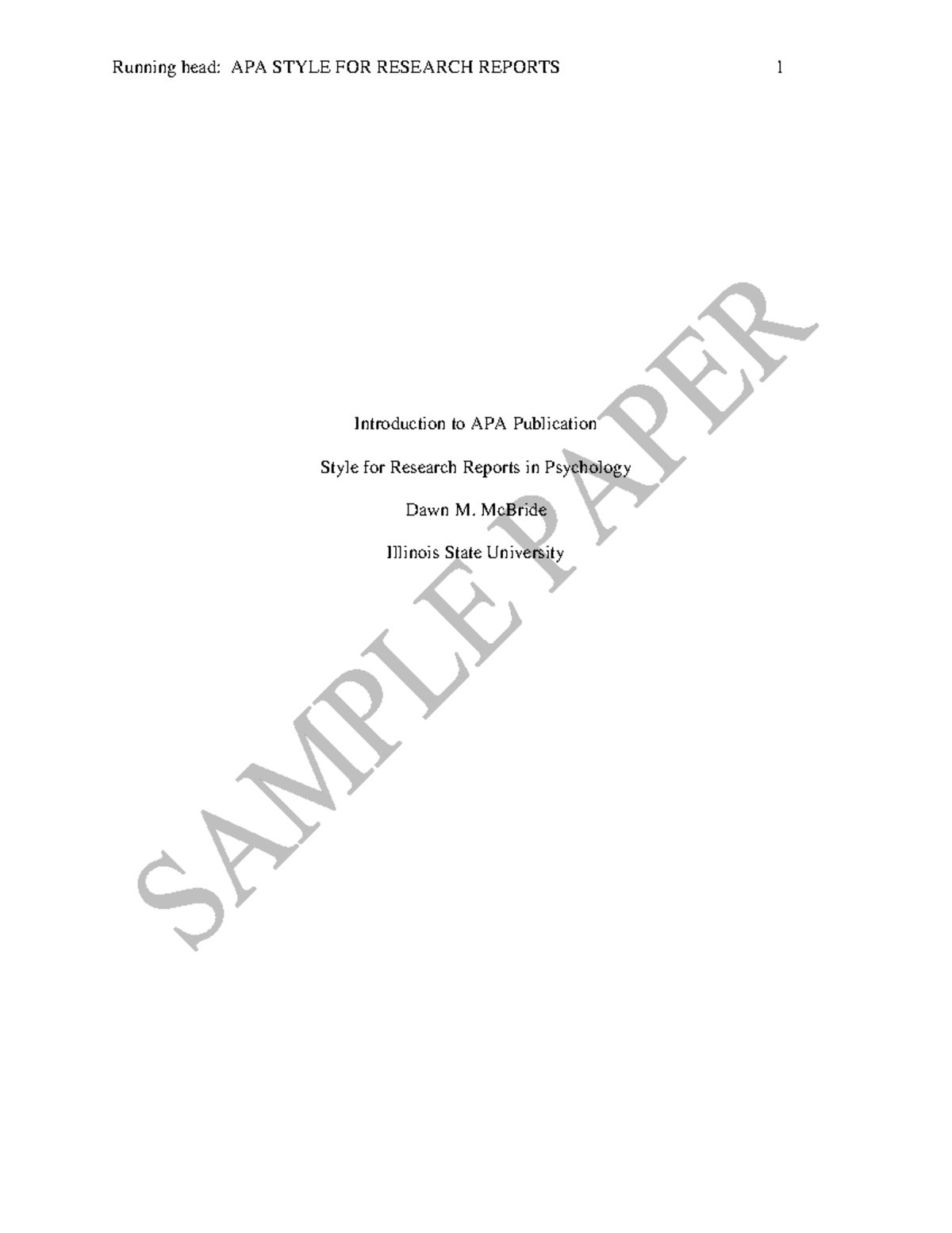 Sample-Paper-1 example for research project - Running head: APA STYLE ...