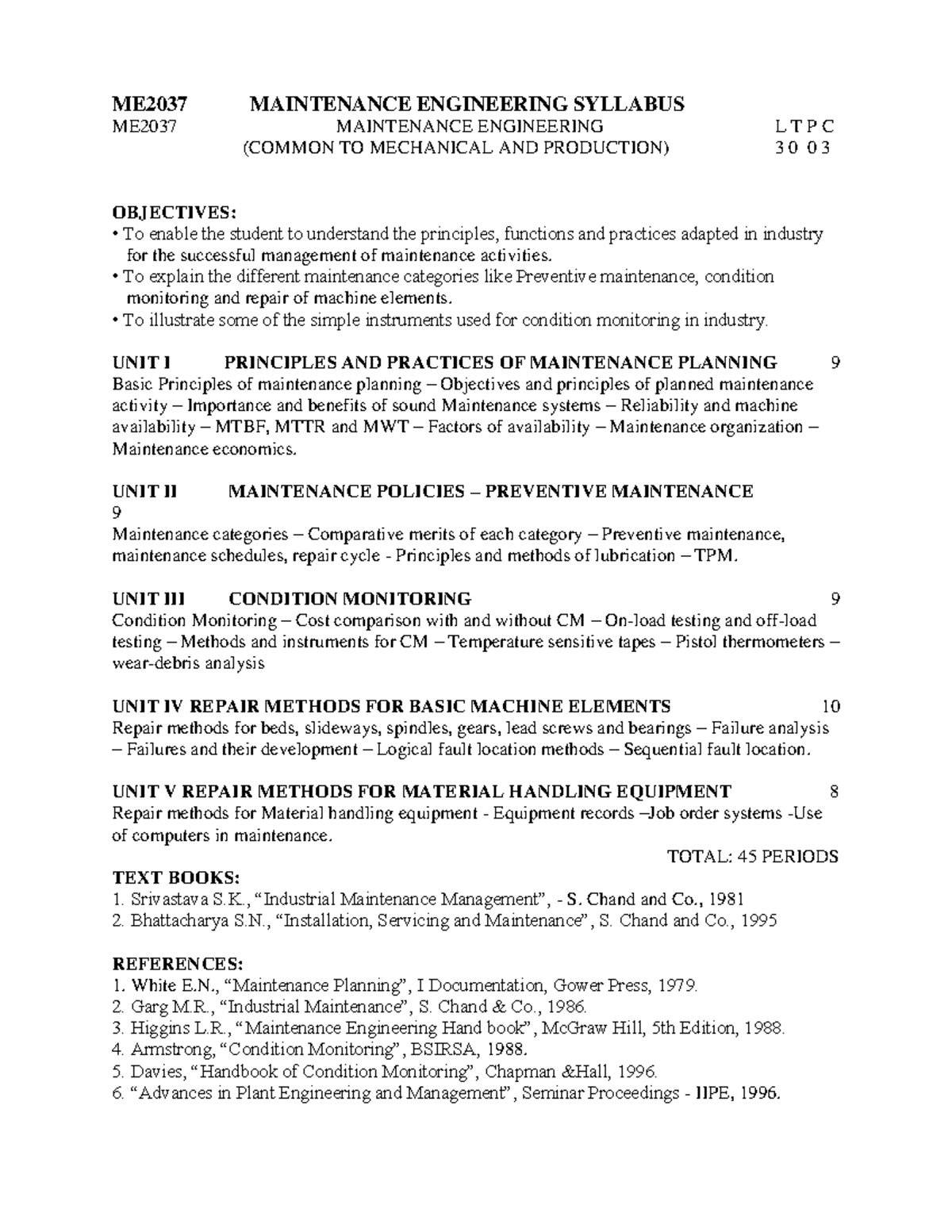 Notes recent - Lecture about Maintenance - ME2037 MAINTENANCE ...