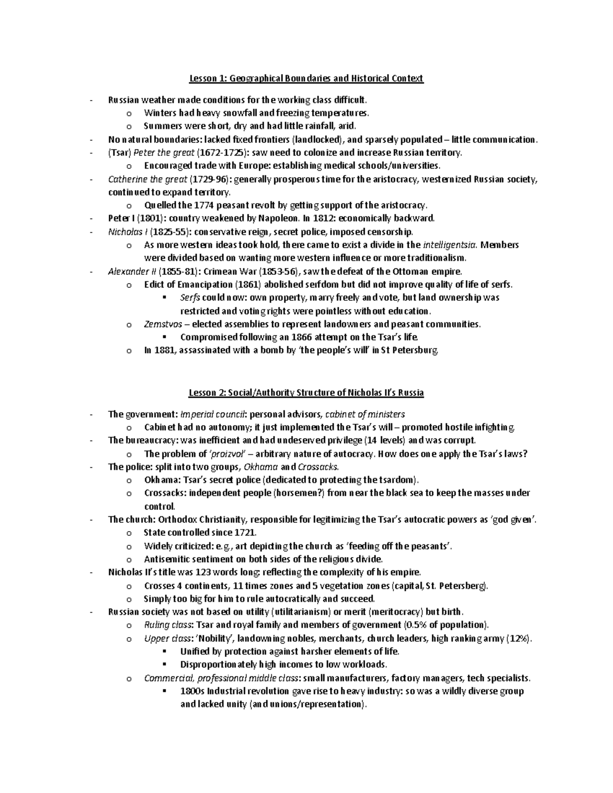 History class notes 1-5 - Lesson 1: Geographical Boundaries and ...