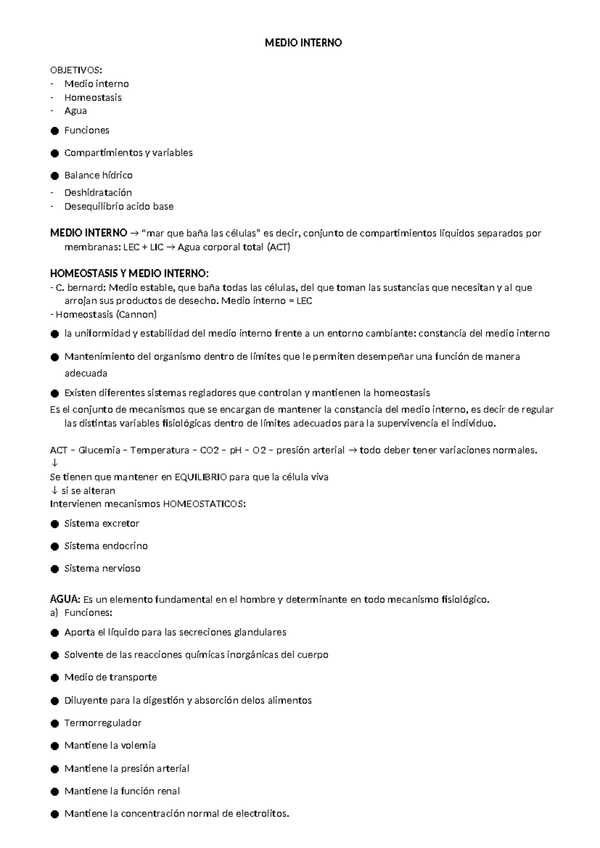 9 Medio Interno - asd - MEDIO INTERNO OBJETIVOS: Medio interno ...