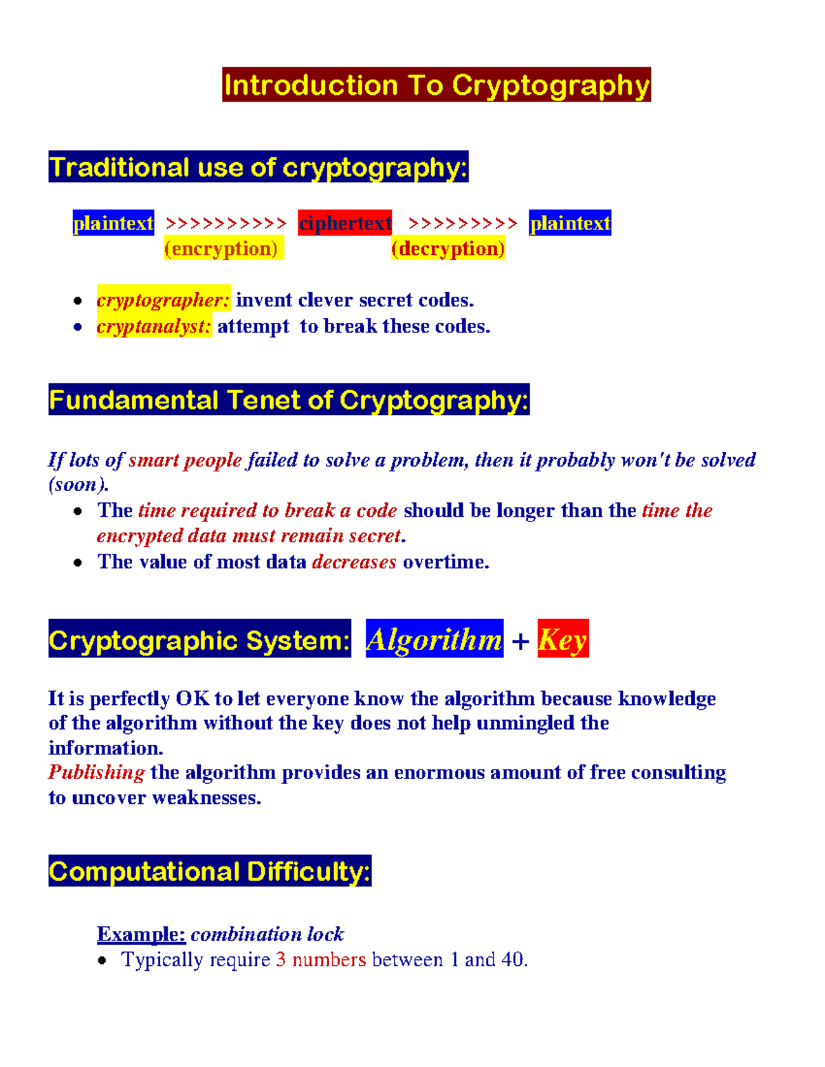 Introduction cryptography - Introduction To Cryptography Traditional ...