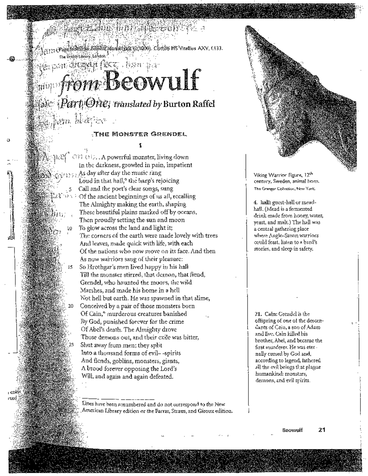 Beowulf - Raffel - MSHW 2012 - The D it:ranslated by Burton Raffel ...