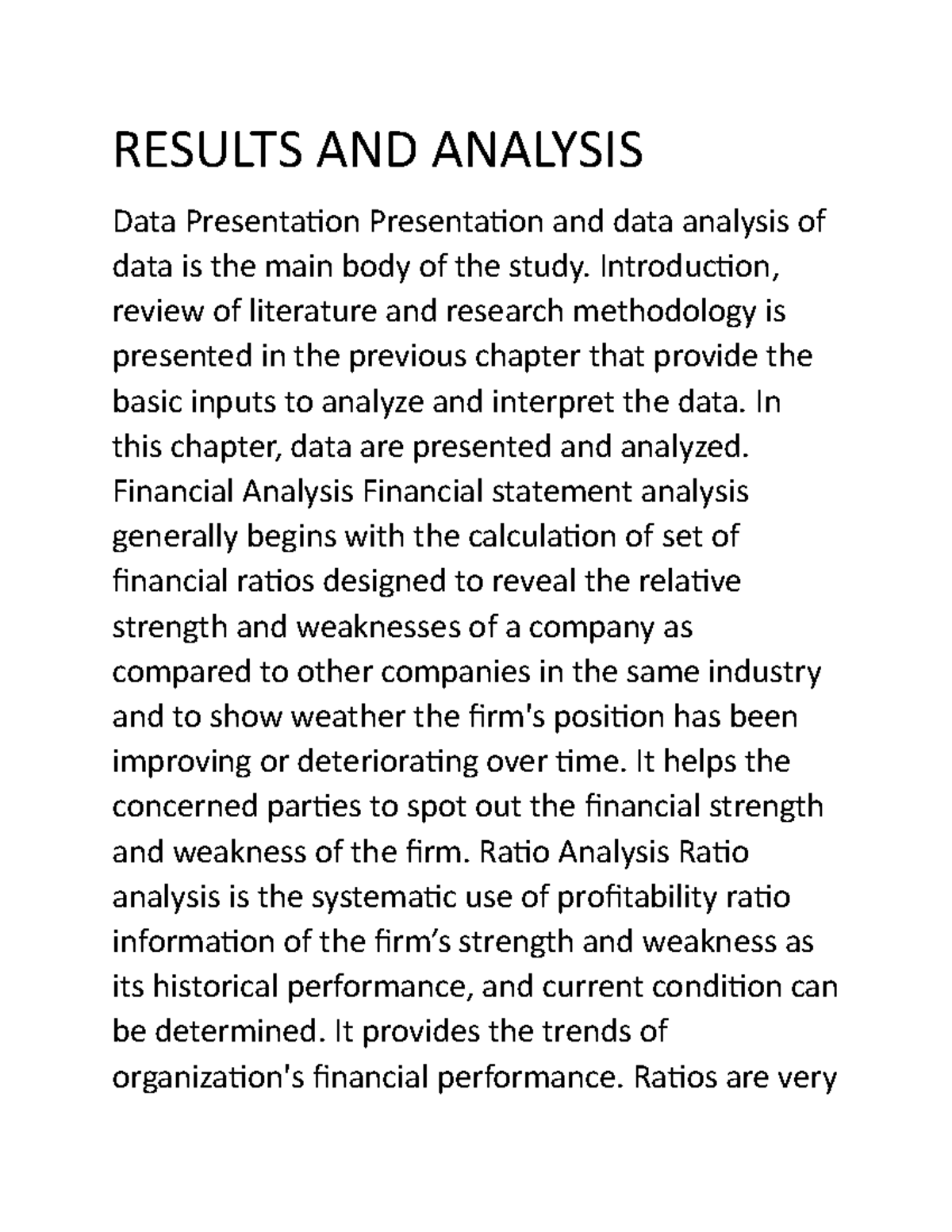 Results AND Analysis - Grade: B - RESULTS AND ANALYSIS Data ...