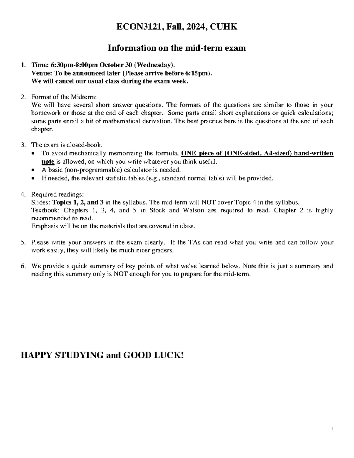 Information 2024fall - ECON3 121 , Fall, 202 4 , CUHK Information on ...