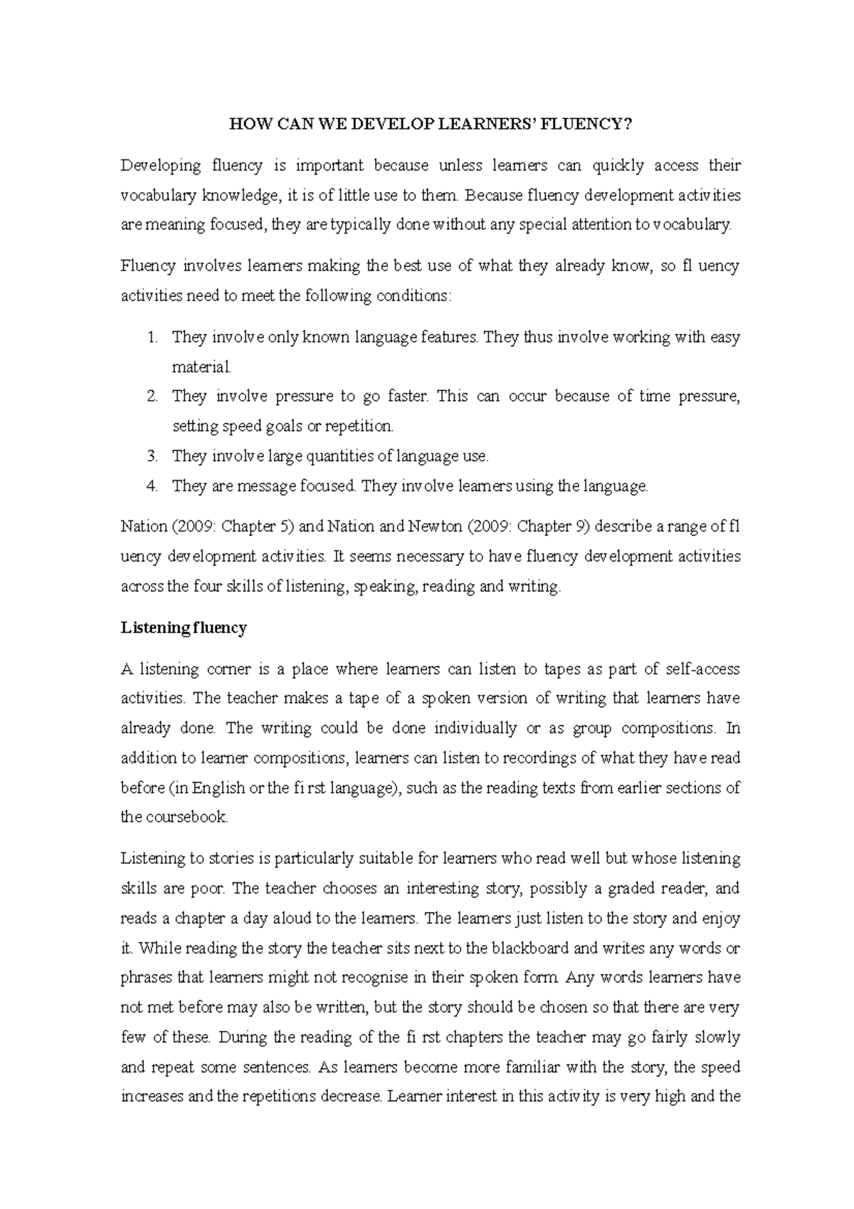 HOW CAN WE Develop Learners’ Fluency - HOW CAN WE DEVELOP LEARNERS ...