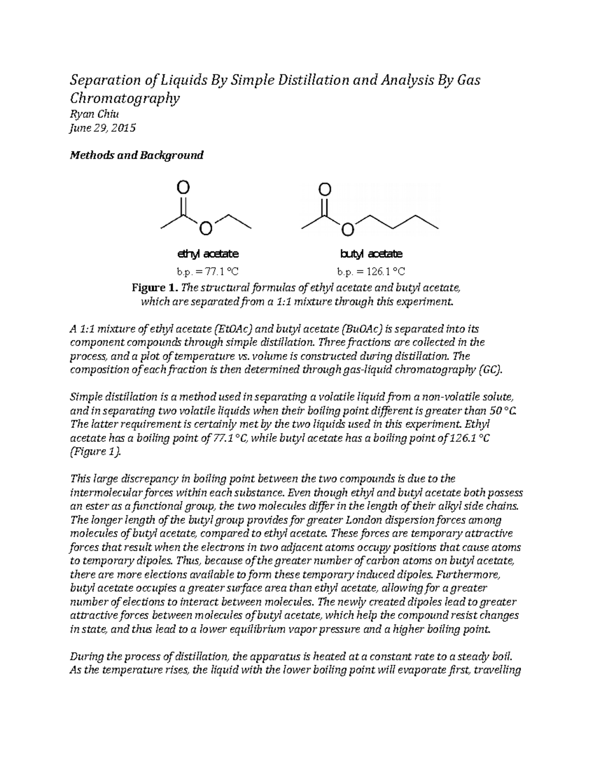 Laboratory Report 3 - Separation of Liquids By Simple Distillation and ...