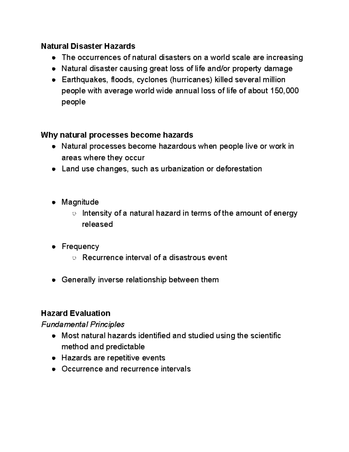 Geo Notes O - Help for future assignments - Natural Disaster Hazards ...