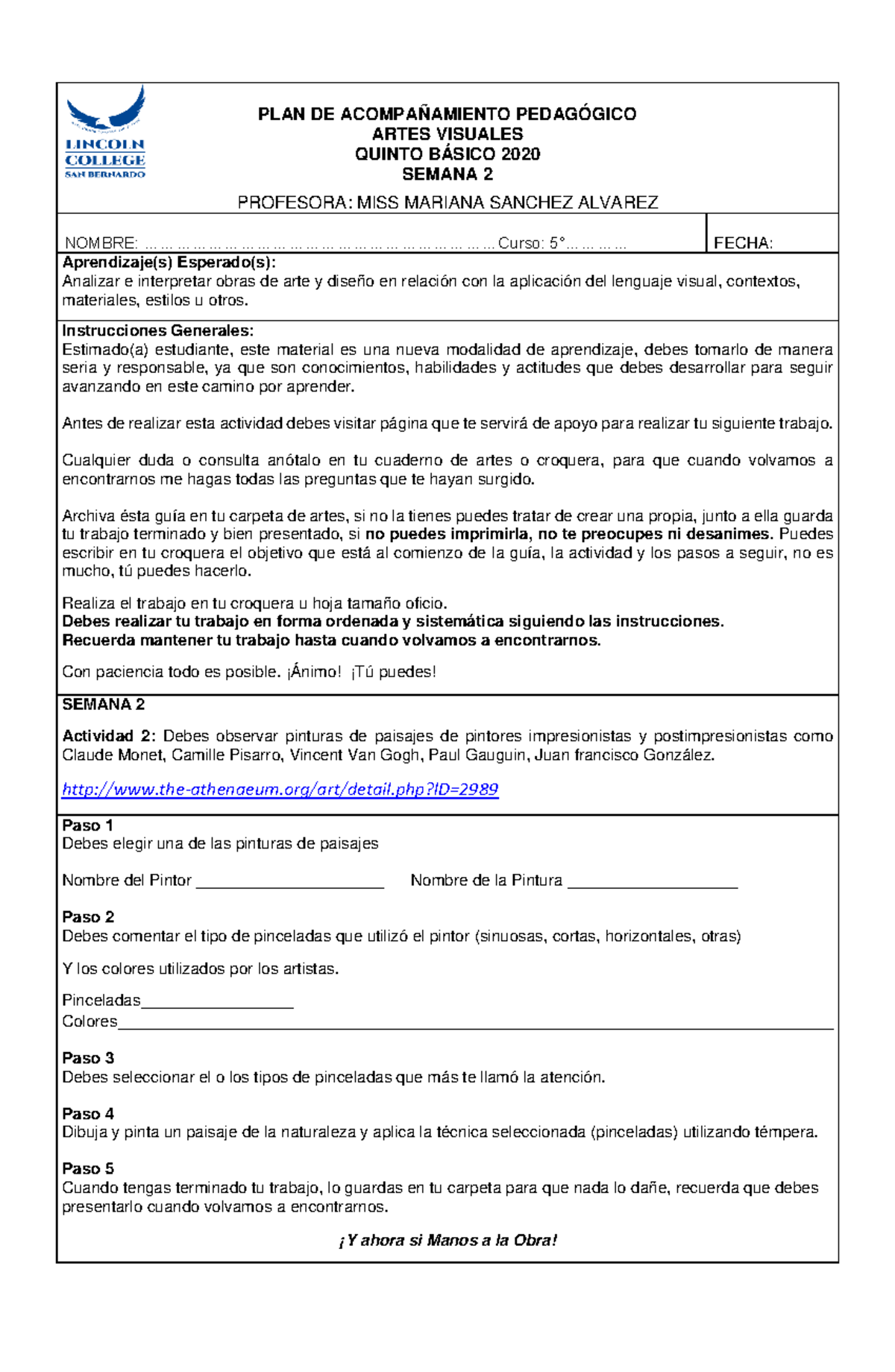 Artes guia1 - Ndkdnd - PLAN DE ACOMPAÑAMIENTO PEDAGÓGICO ARTES VISUALES ...