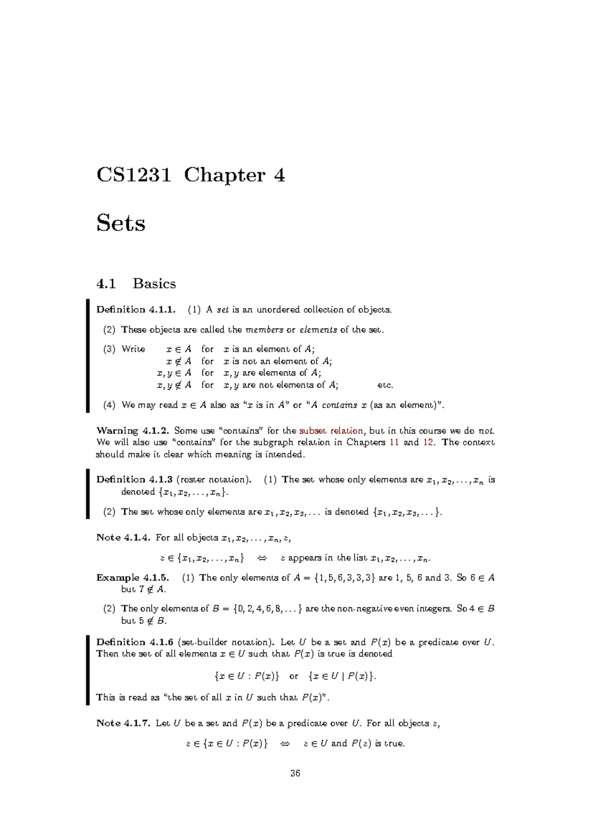 4-sets-notes - chapter 4 notes - CS1231 Chapter 4 Sets 4 Basics ...