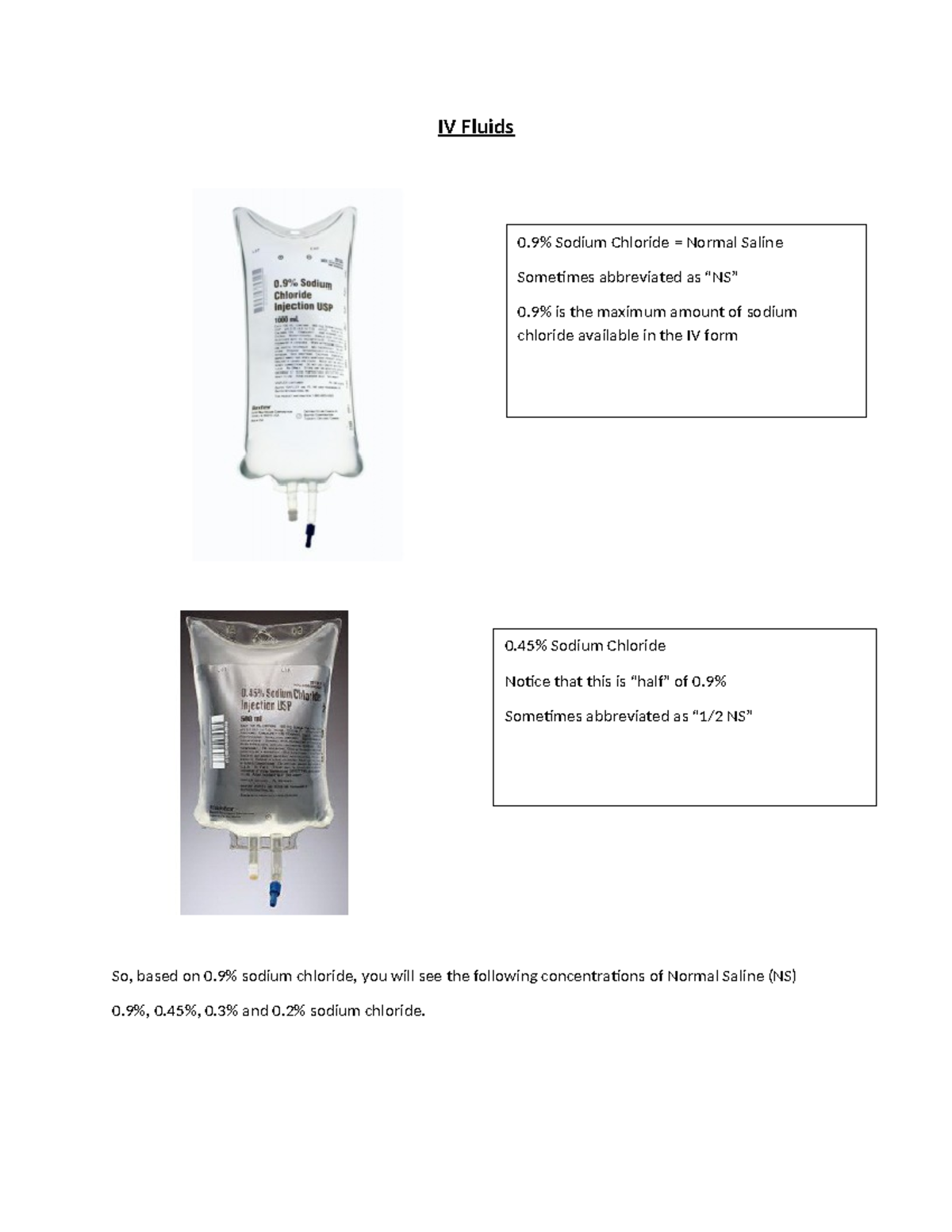 IV Fluids - IV Fluids So, based on 0% sodium chloride, you will see the ...
