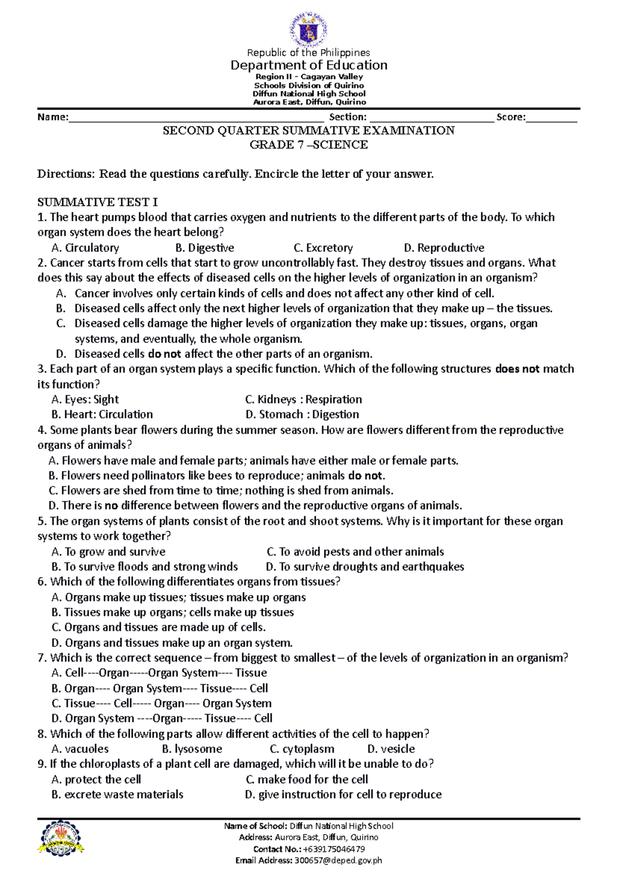 Science 7 Q2 - document - Department of Education Region II – Cagayan ...