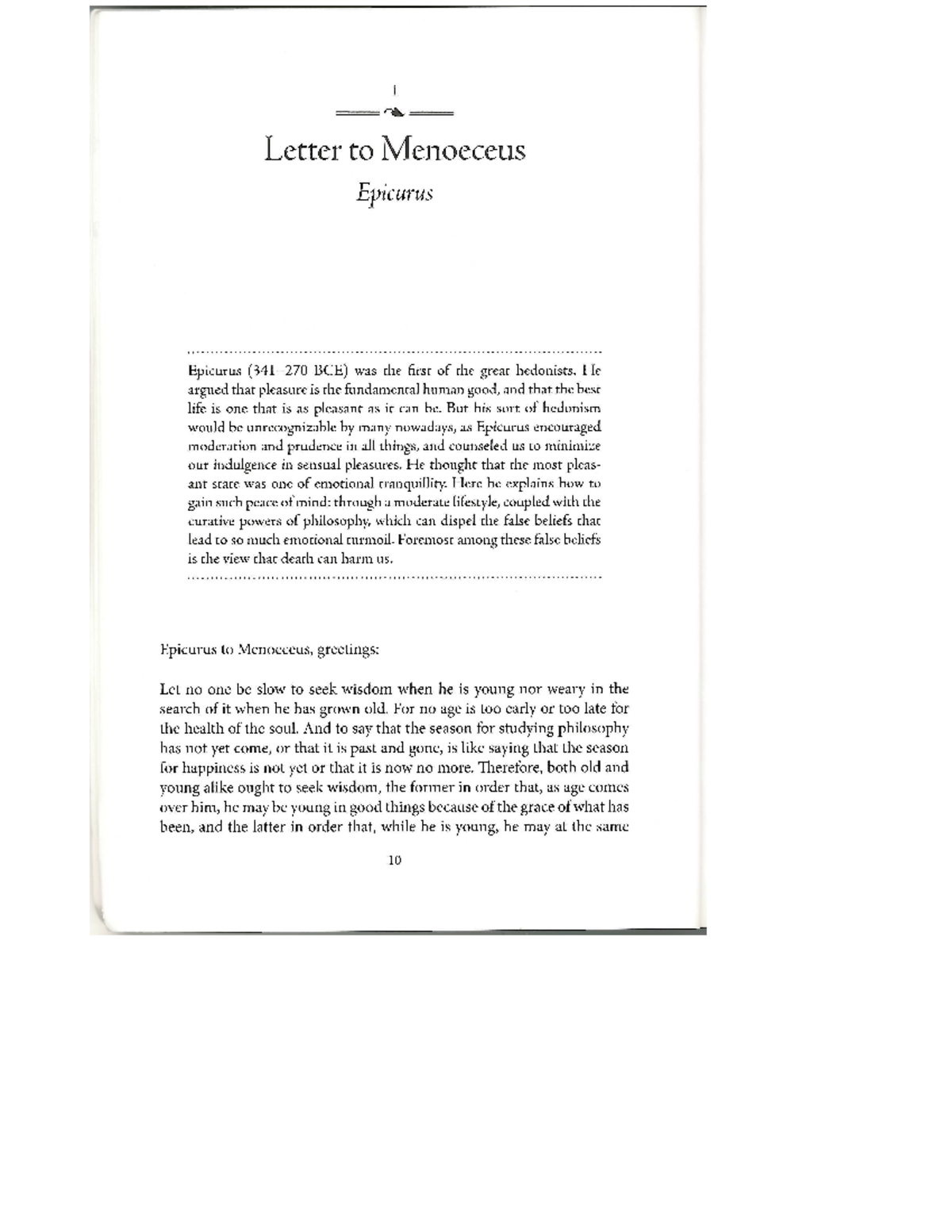 Letter to Menoeceus - PSYCH311 - Studocu