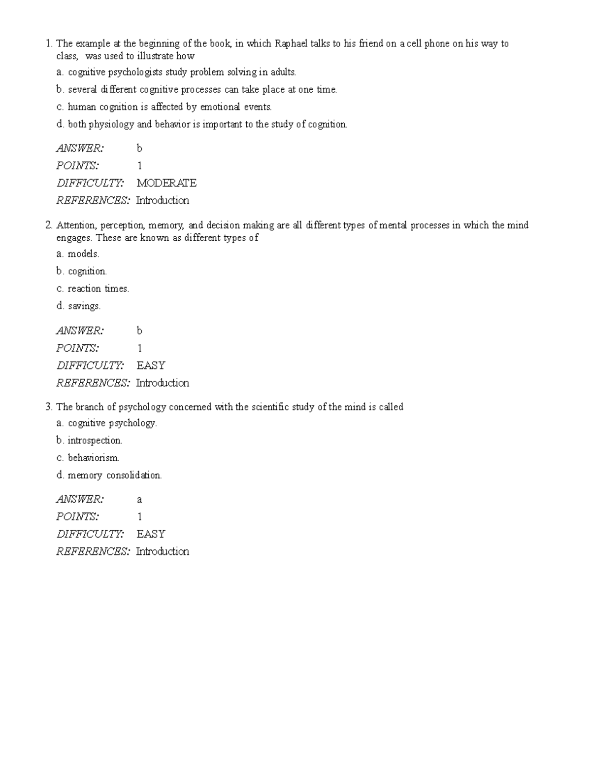 Chapter 1 - Test Bank - 1. The example at the beginning of the book, in ...