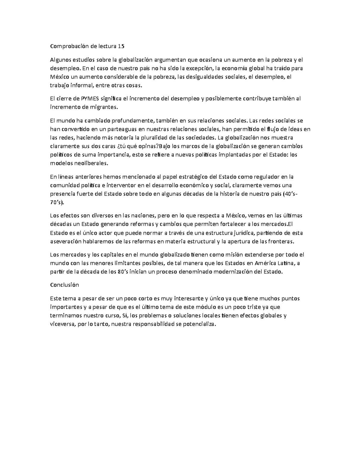 Comprobación de lectura 15 - Comprobación de lectura 15 Algunos ...