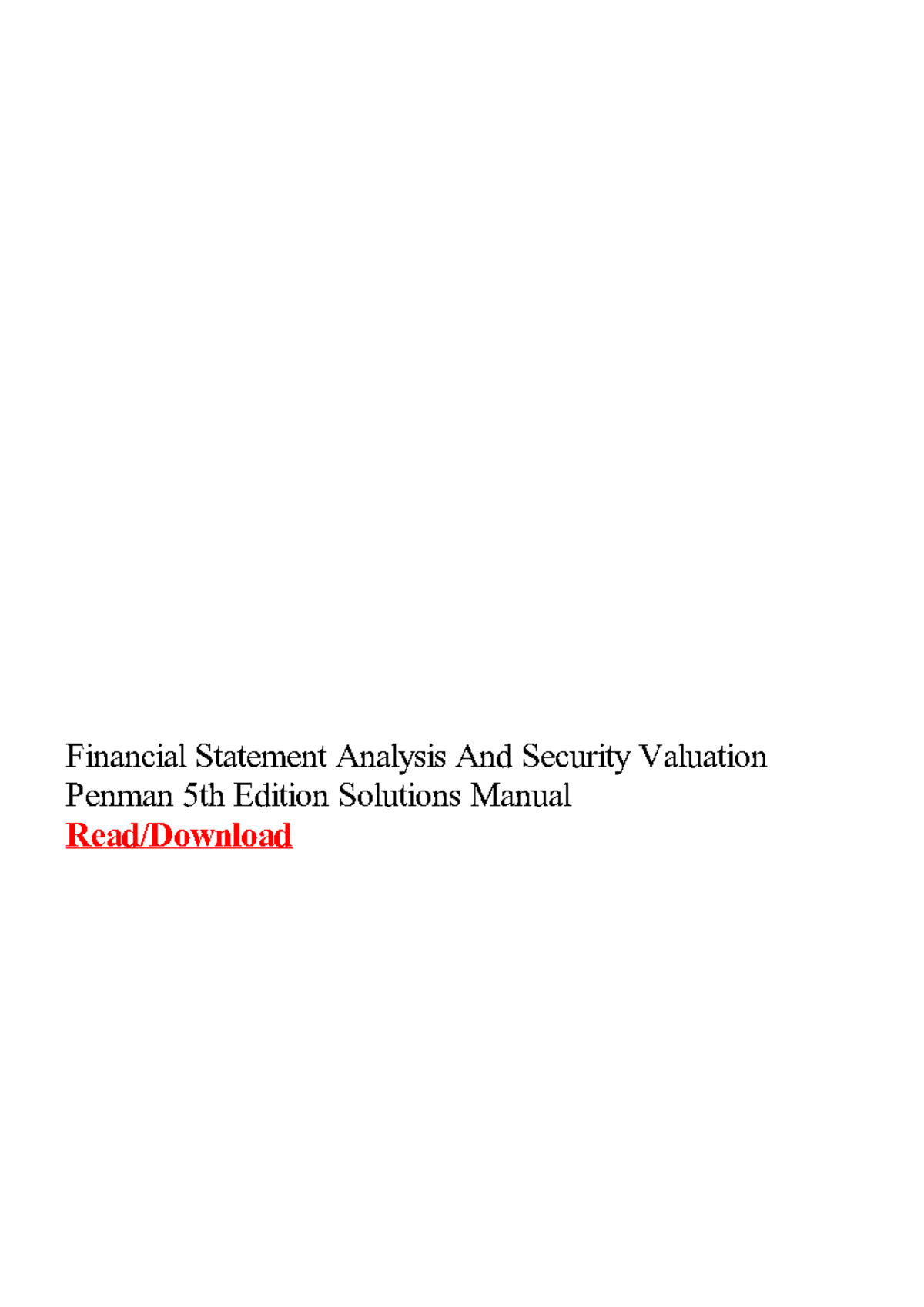 Scribd - yugfd - Financial Statement Analysis And Security Valuation Penman 5th Edition ...