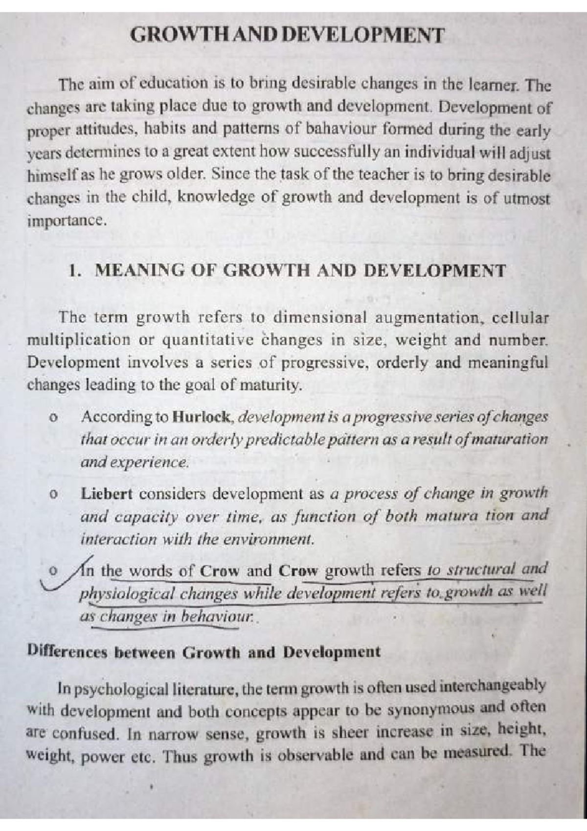 Growth AND Development - Developmental Psychology - Studocu
