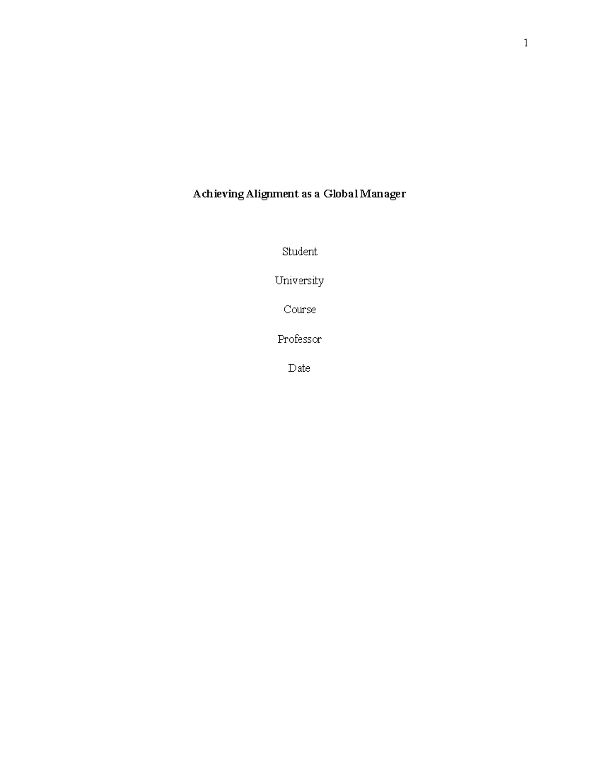 Achieving Alignment as a Global Manager - Achieving Alignment as a ...