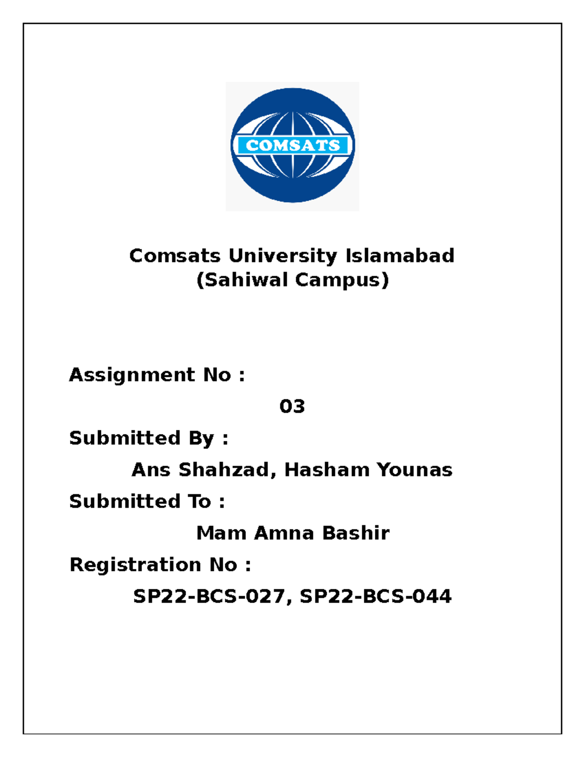 Islamiyat Project - Comsats University Islamabad (Sahiwal Campus ...
