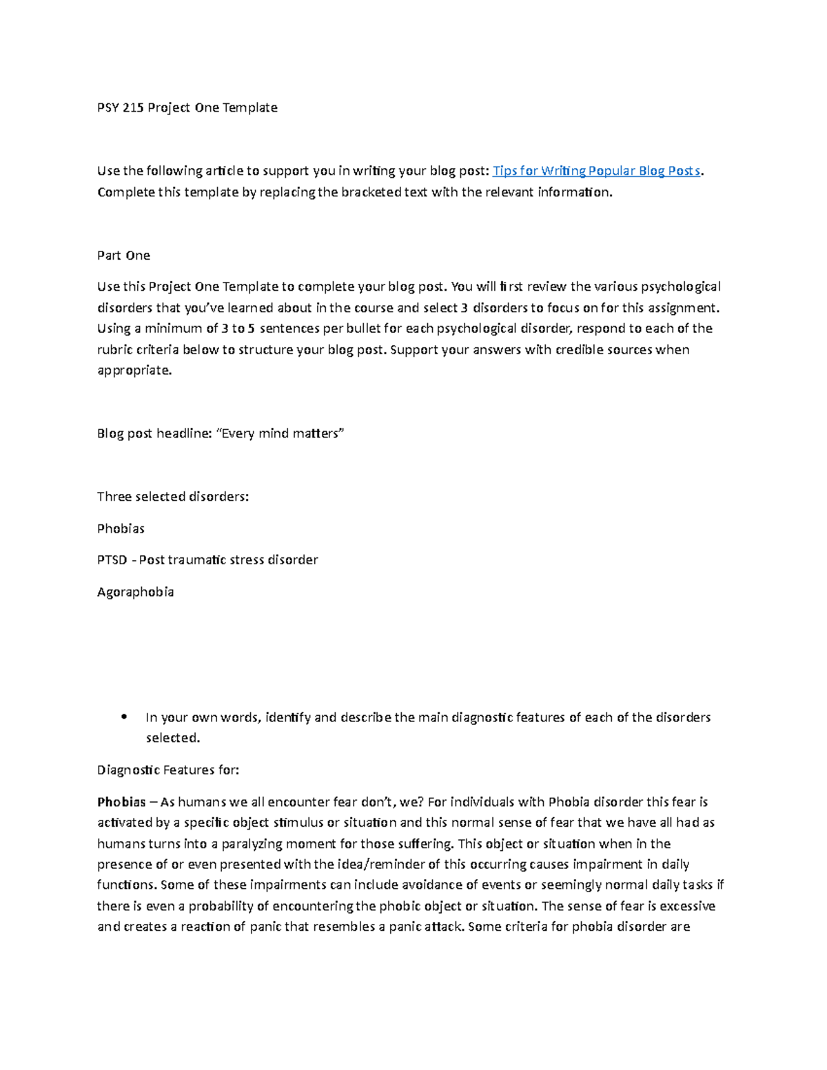 Final assignment module 4 - PSY 215 Project One Template Use the ...