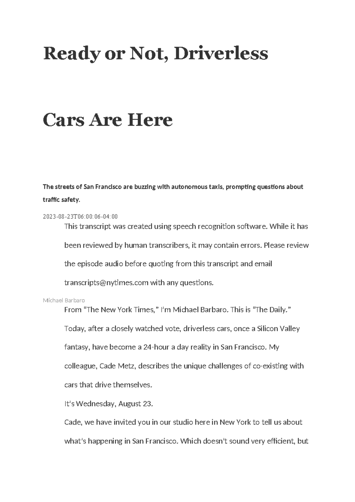 Ready or Not, Driverless Cars Are Here - Ready or Not, Driverless Cars ...