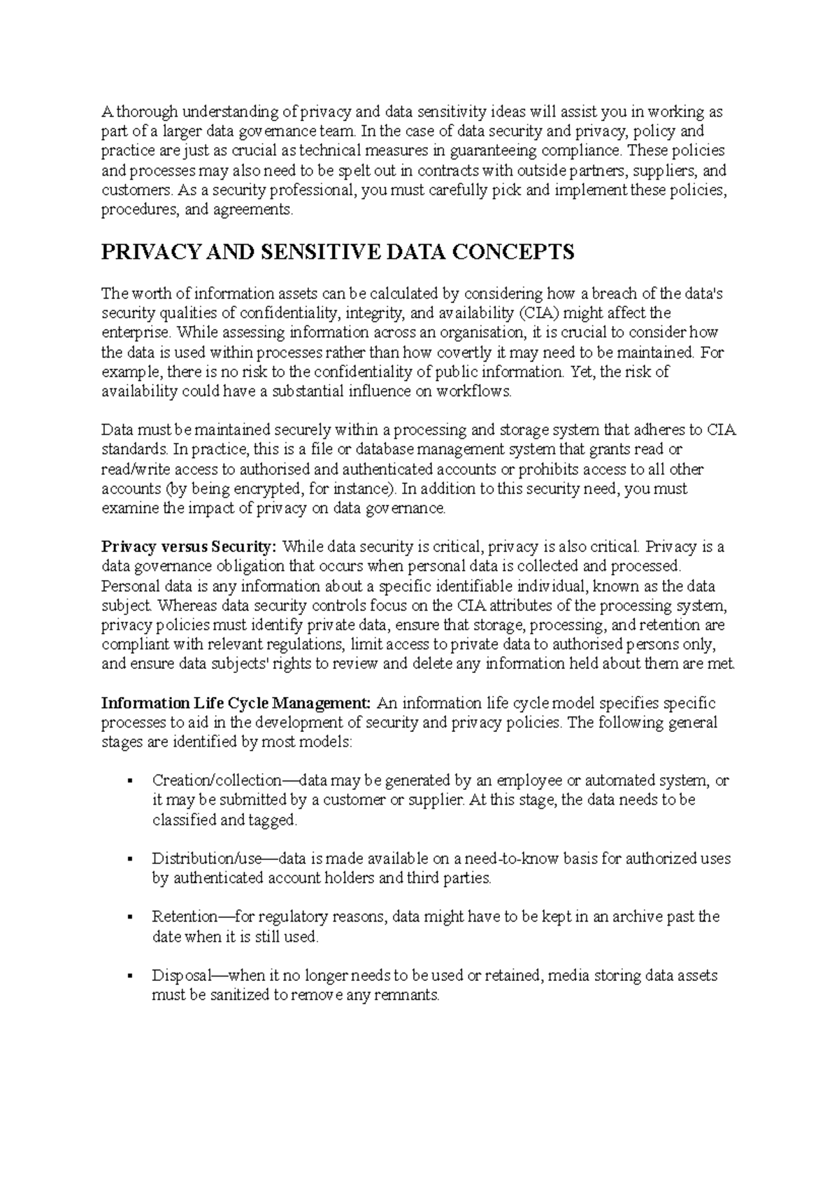 Explain Privacy and Data Sensitivity Concepts - A thorough understanding of privacy and data ...