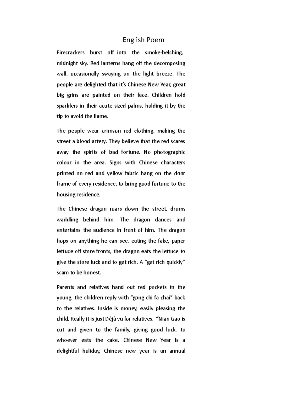 BABS1201 notes - English Poem Firecrackers burst off into the smoke ...