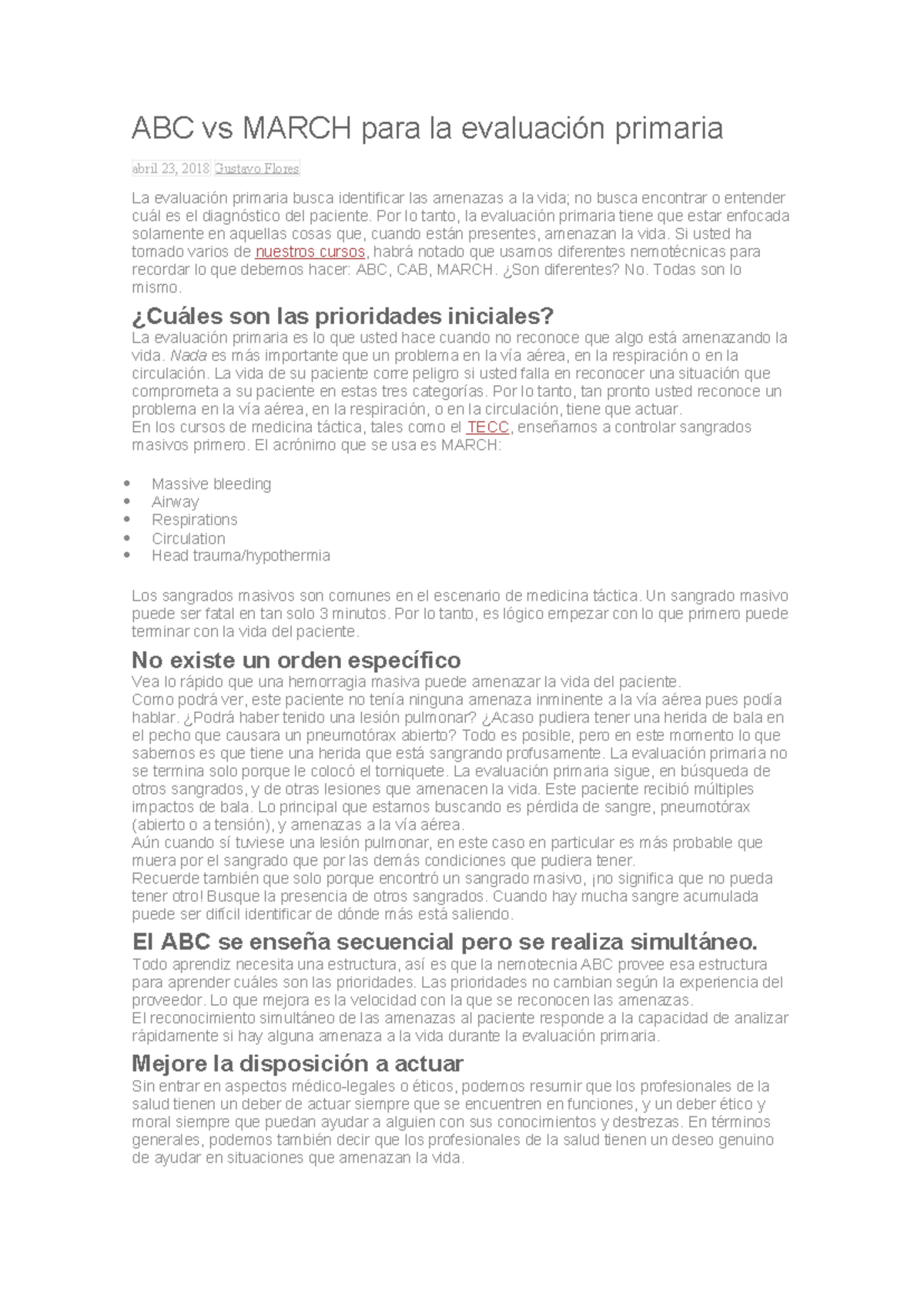 ABC vs March para la evaluación primaria - ABC vs MARCH para la ...