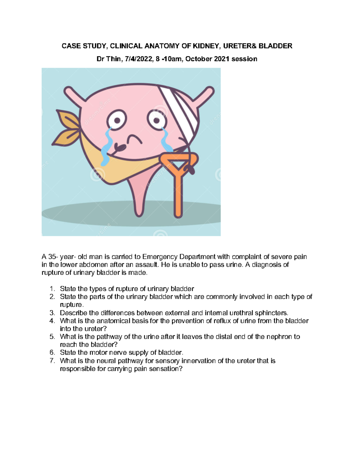 CS1 clinical anatomy of kidney, ureter & urinary bladder - CASE STUDY ...