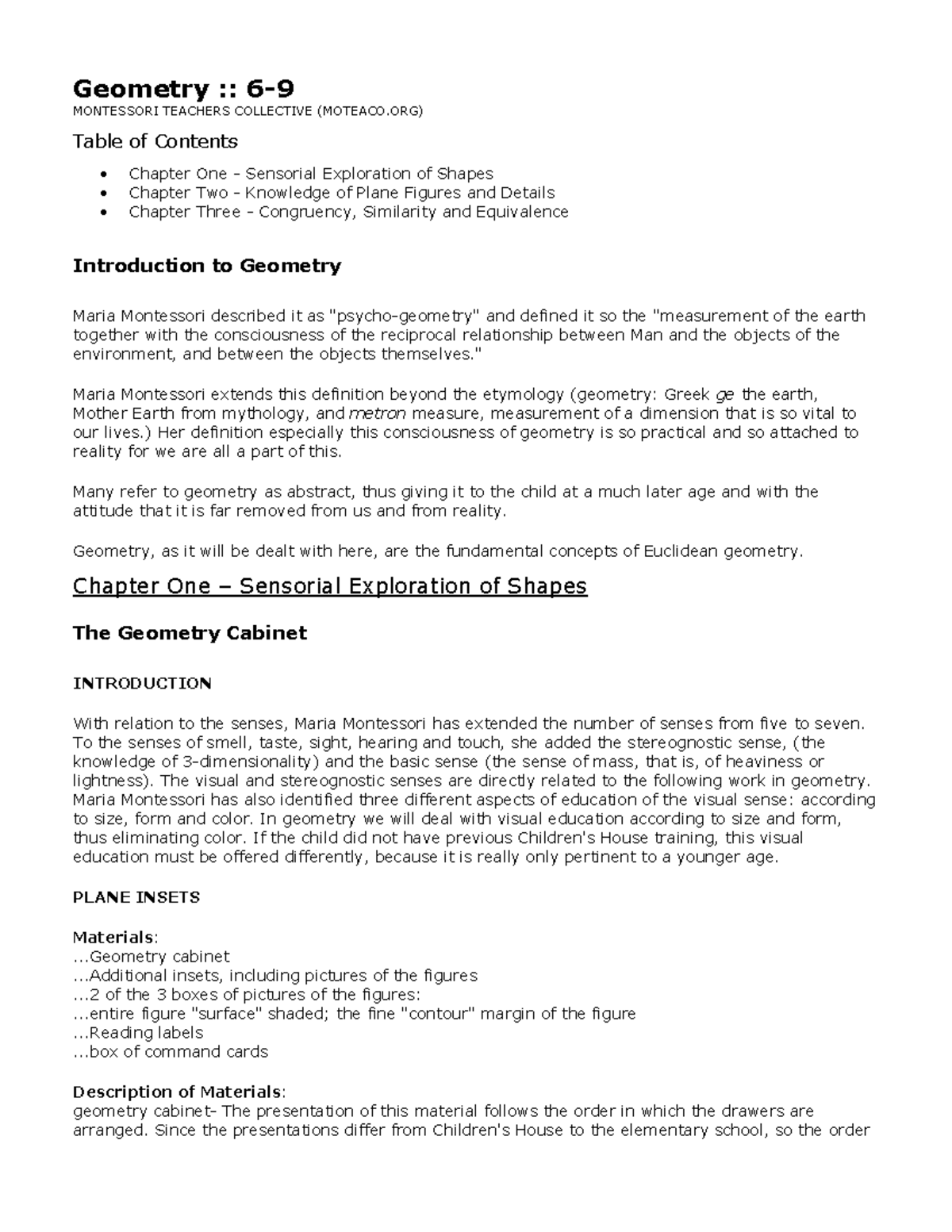 6-9 Geometry - Allen Lloyd - Geometry :: 6- MONTESSORI TEACHERS ...