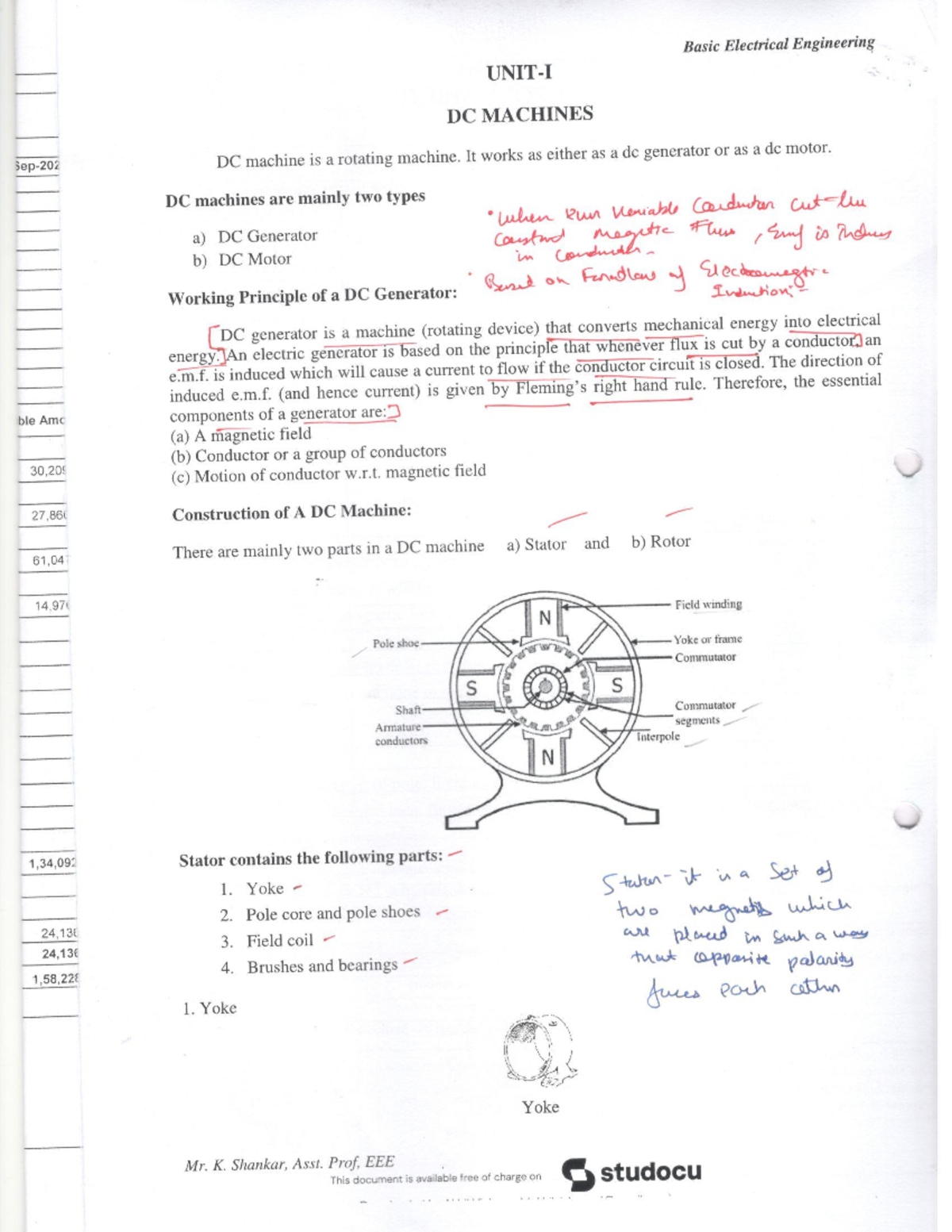 ESL unit iii part 1(DC machines) - Basic Electrical Engineering DC MACHINES DC machine is a ...