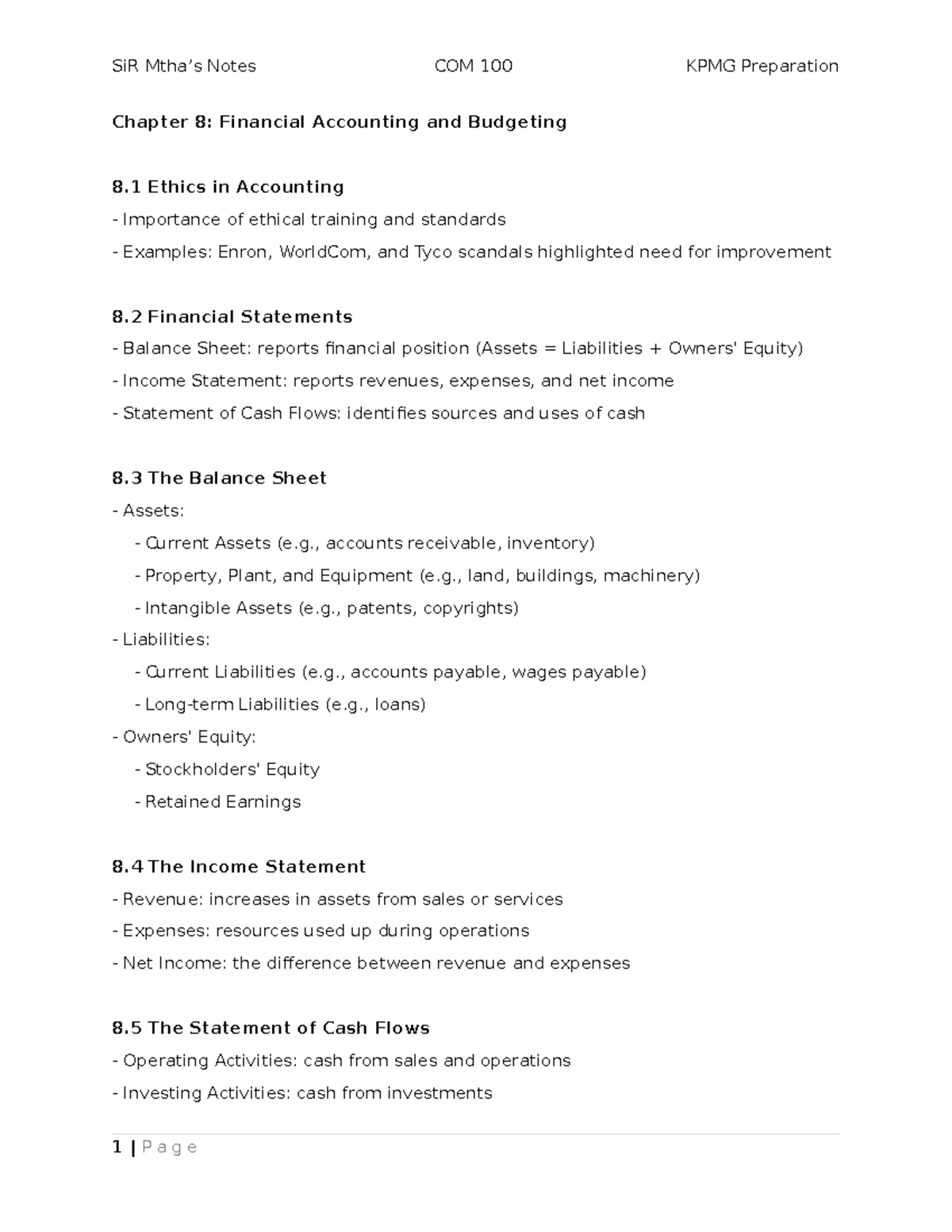 Compilation - Study material - Chapter 8: Financial Accounting and ...