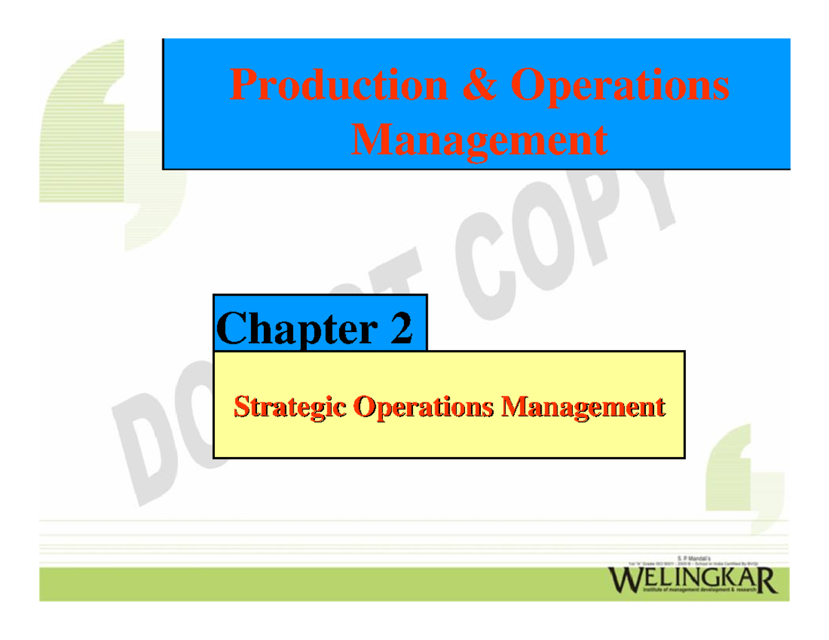 Ch2Strategic op Mgt - It will be helpful. - Strategic Operations ...