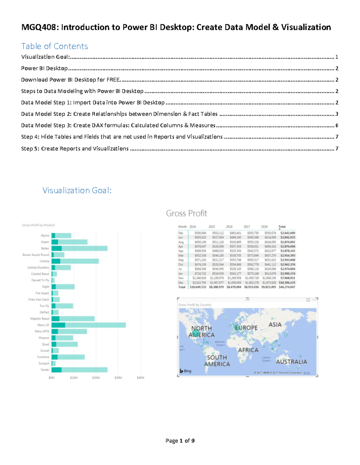 Power BI Lesson 1 MGQ - MGQ408: Introduction to Power BI Desktop: Create Data Model & - Studocu