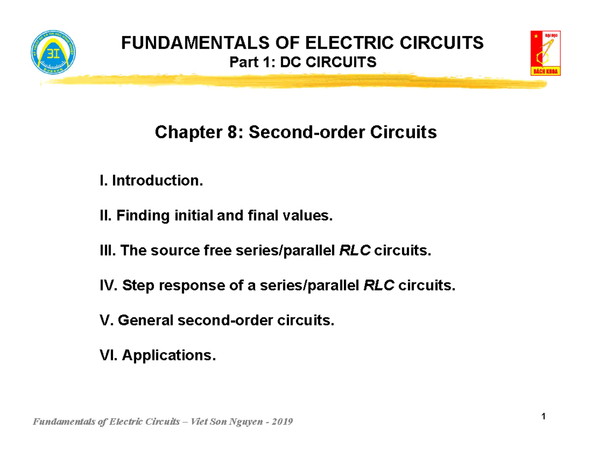 EE3706 - Chapter 8 - Second order circuits - 1 FUNDAMENTALS OF ELECTRIC CIRCUITS Part 1: DC ...