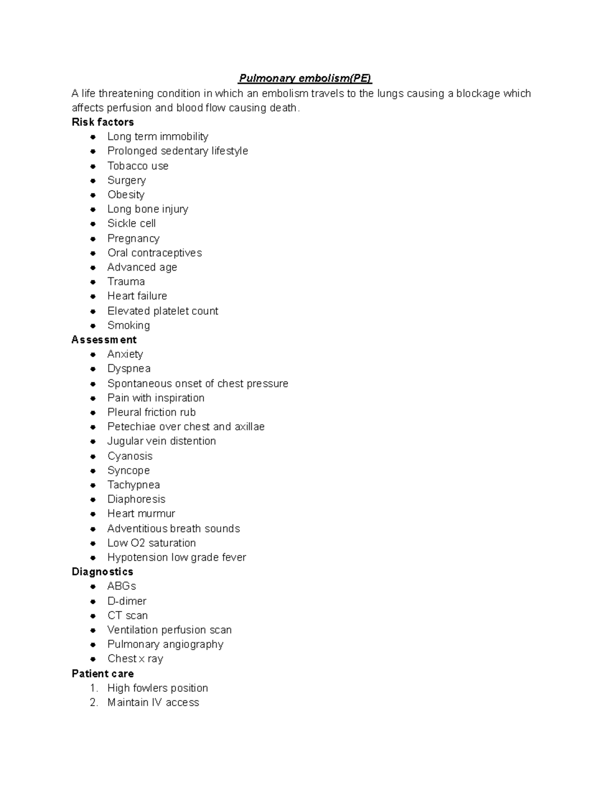 Pulmonary embolism - Pulmonary embolism(PE) A life threatening ...