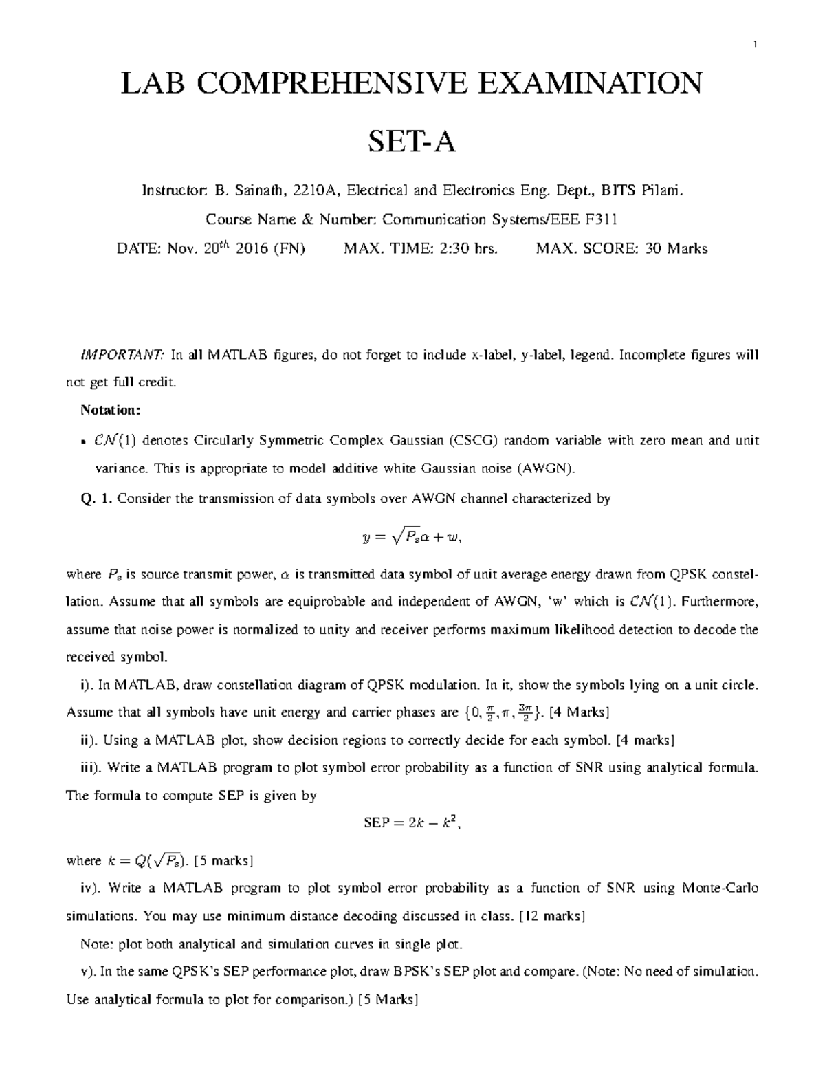 Lab Sheet - 2016 - Communication Systems - BITS Pilani - Studocu