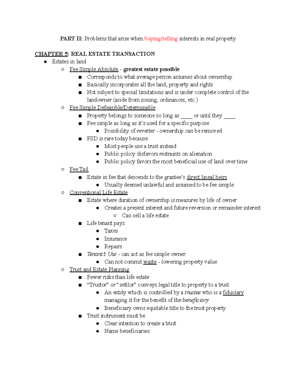 Legal Aspects Notes pt. II - PART II: Problems that arise when buying ...