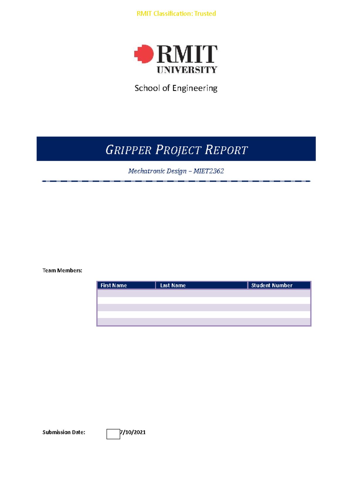 Final Report Template 2021 - MIET2362 - RMIT University - Studocu