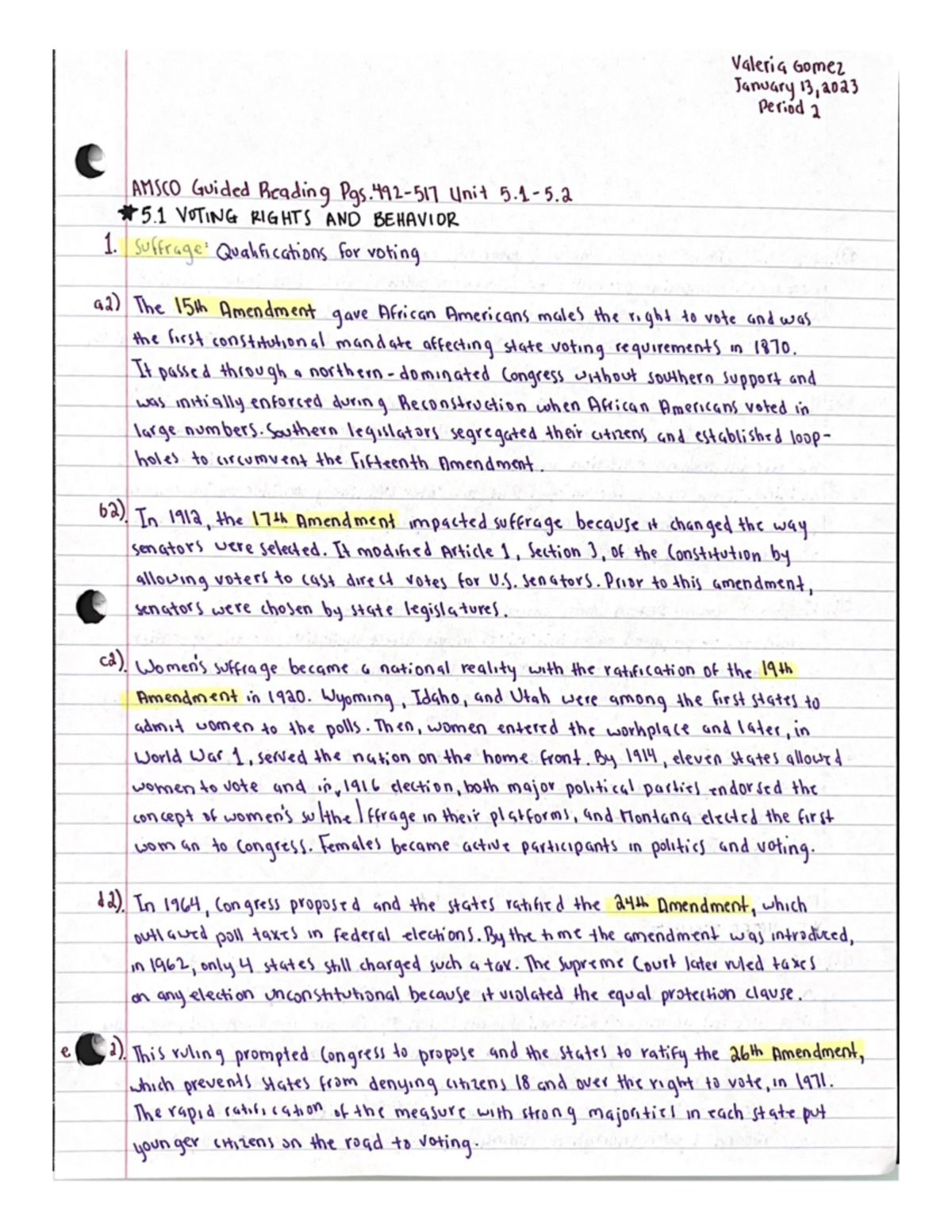 Amsco Pgs. 492-517 Unit 5.1 Voting Rights and Behavior - POS2041 - Studocu