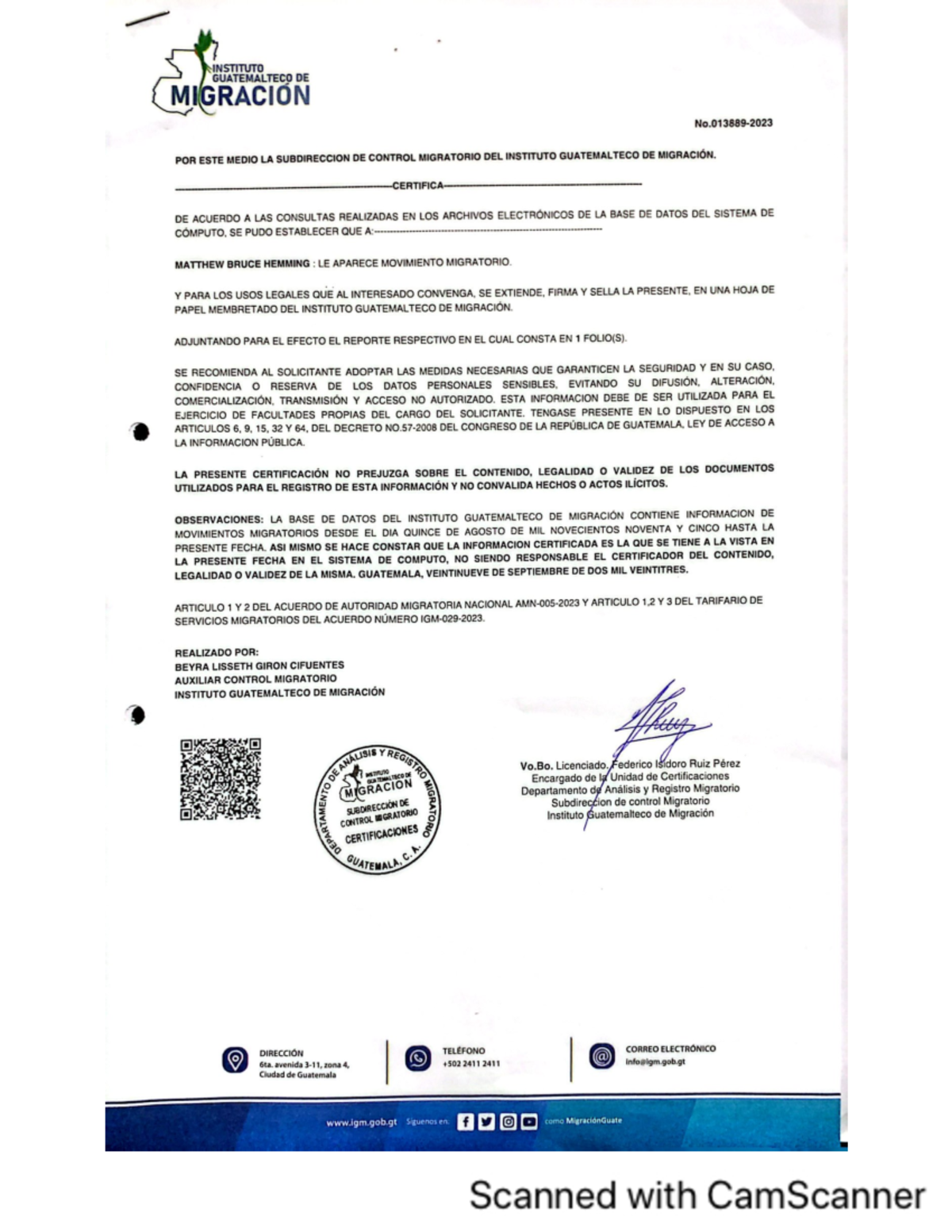 Movimiento Migratorio 4 - INSTITUTO GUATEMALTECO DE MIGRACIÓN No-2023 ...