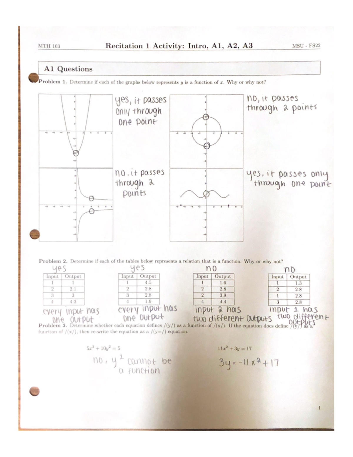 Recitation Activity 1 - MTH 103 - Studocu