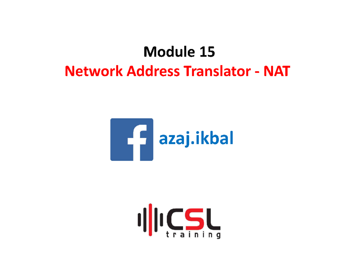 Module 15 - Network Address Translator - NAT - ikbalazaj Agenda ...