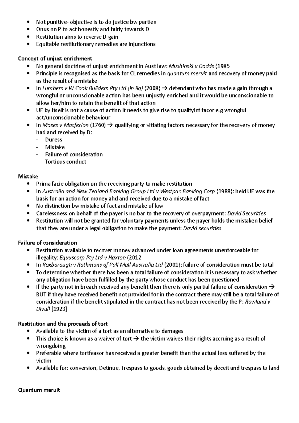 7 Restitution and Quantum Merit - Not punitive- objective is to do ...