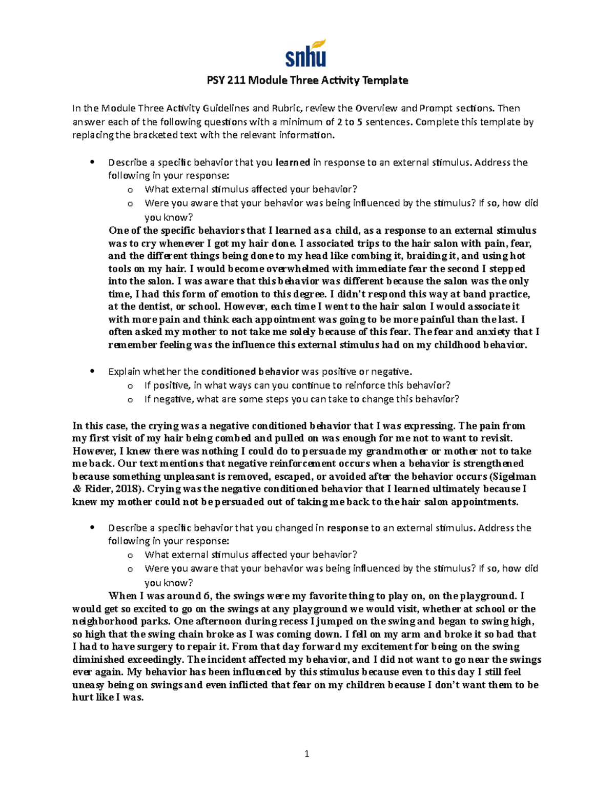 Module 3 assignment - none - PSY 211 Module Three Activity Template In ...