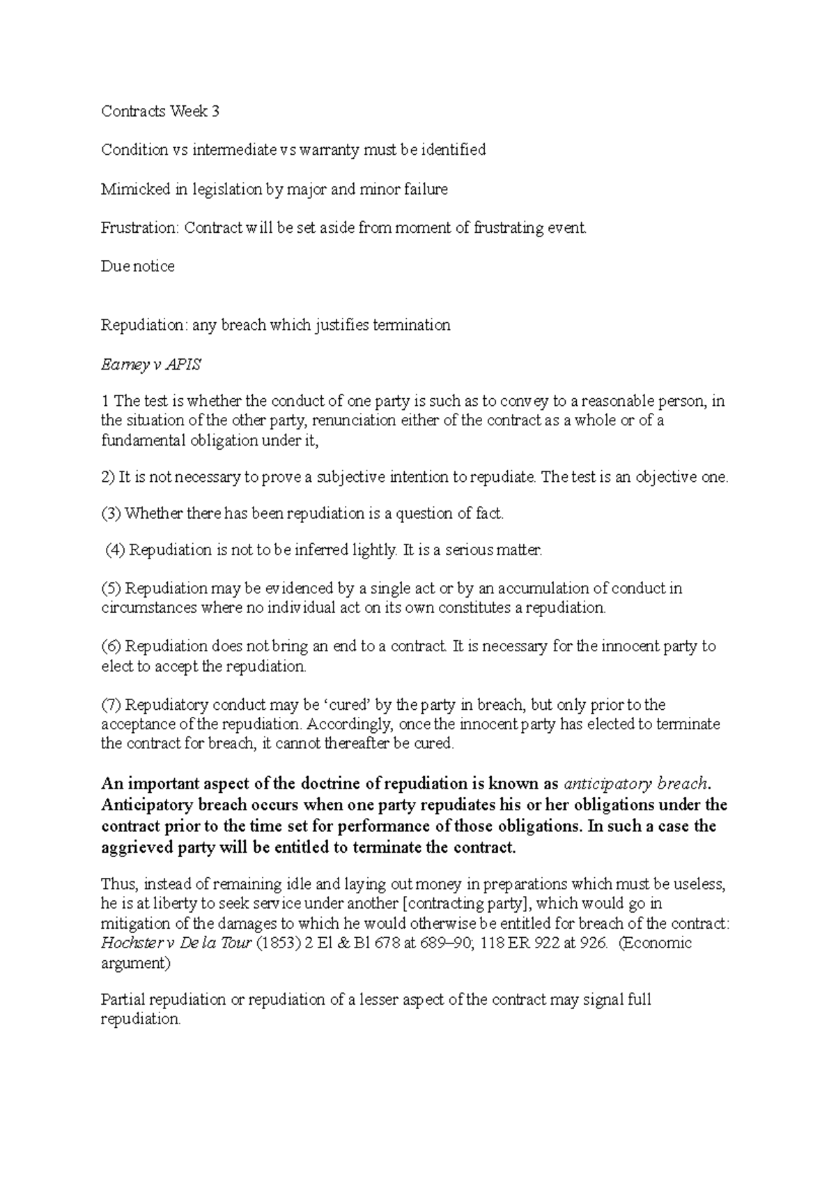 Contracts-Week-3 - contracts - Contracts Week 3 Condition vs intermediate vs warranty must be ...