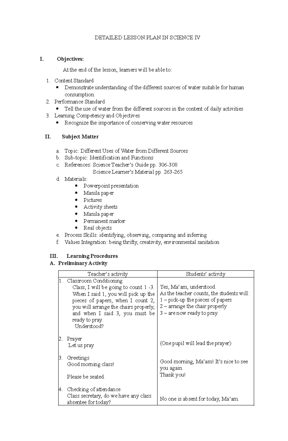 Detailed Lesson PLAN IN Science - DETAILED LESSON PLAN IN SCIENCE IV I ...